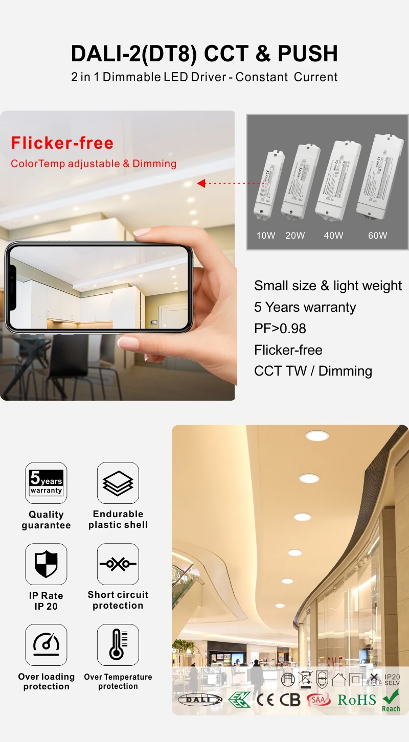 Saa Enec Approval Led Downlight Cct Dali2 Dimming Driver Constant ...