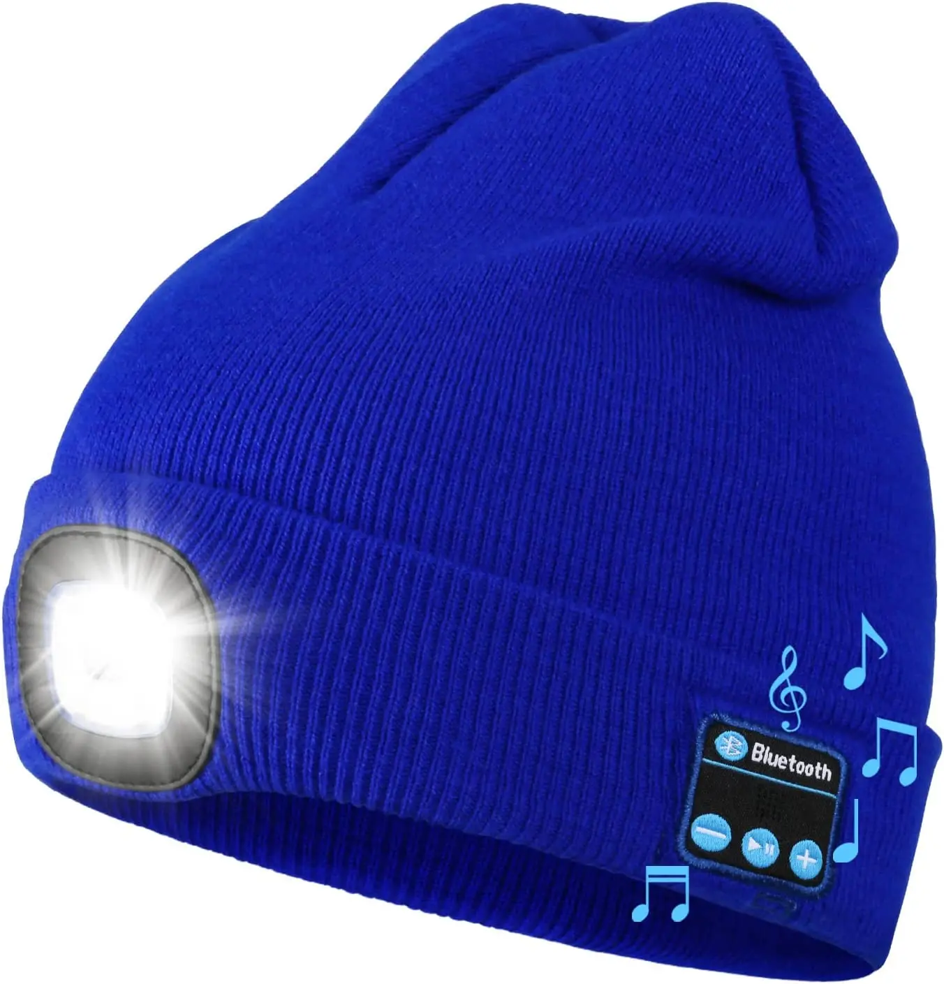 Bluetooth Beanie Hat with Light Unisex USB Rechargeable 4 LED Headlamp ...