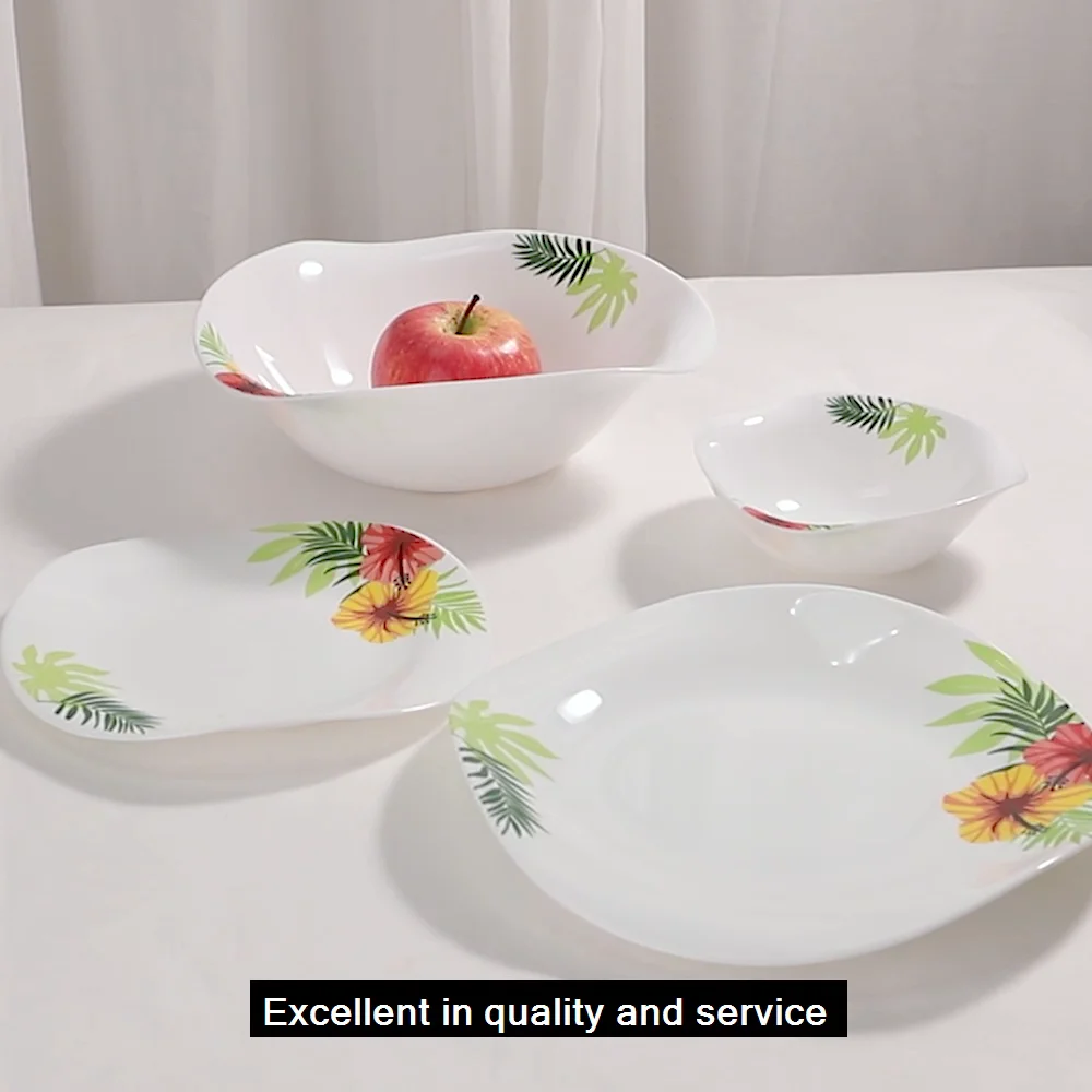 Transparent Color Opal Glass Dinner Set Glass Dinner Plates Soup Bowl ...