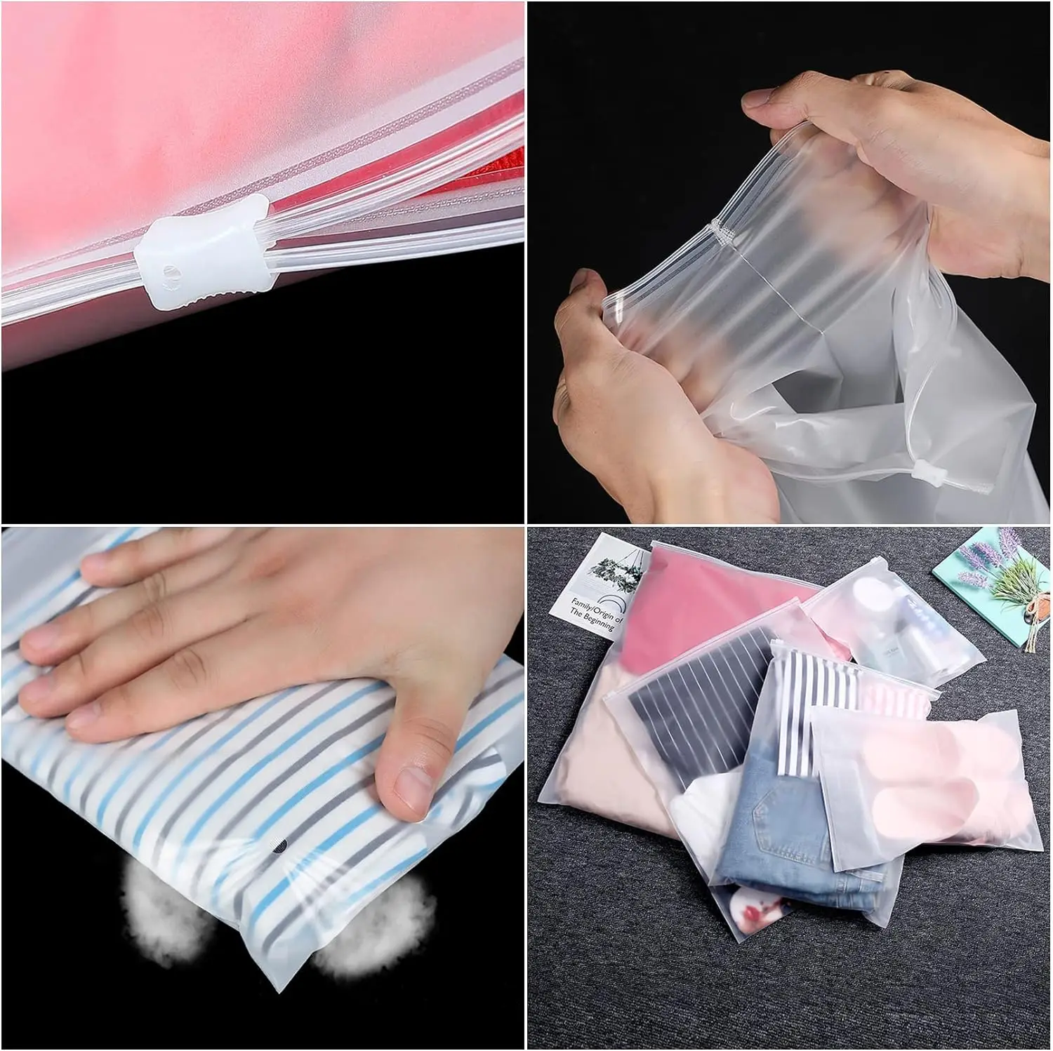 Extra Large Zip Lock Bags 50X Clear Zip Lock Clothes Bags Seal, Travel ...