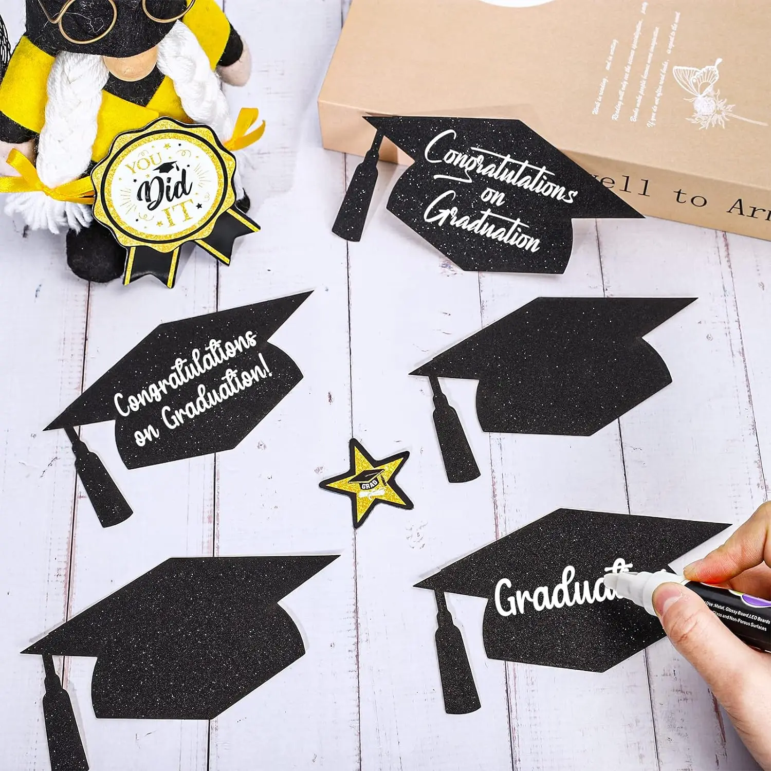 Graduation Hat Paper Cut-outs Hats Off Grad - Grad Hats Decorations Diy ...