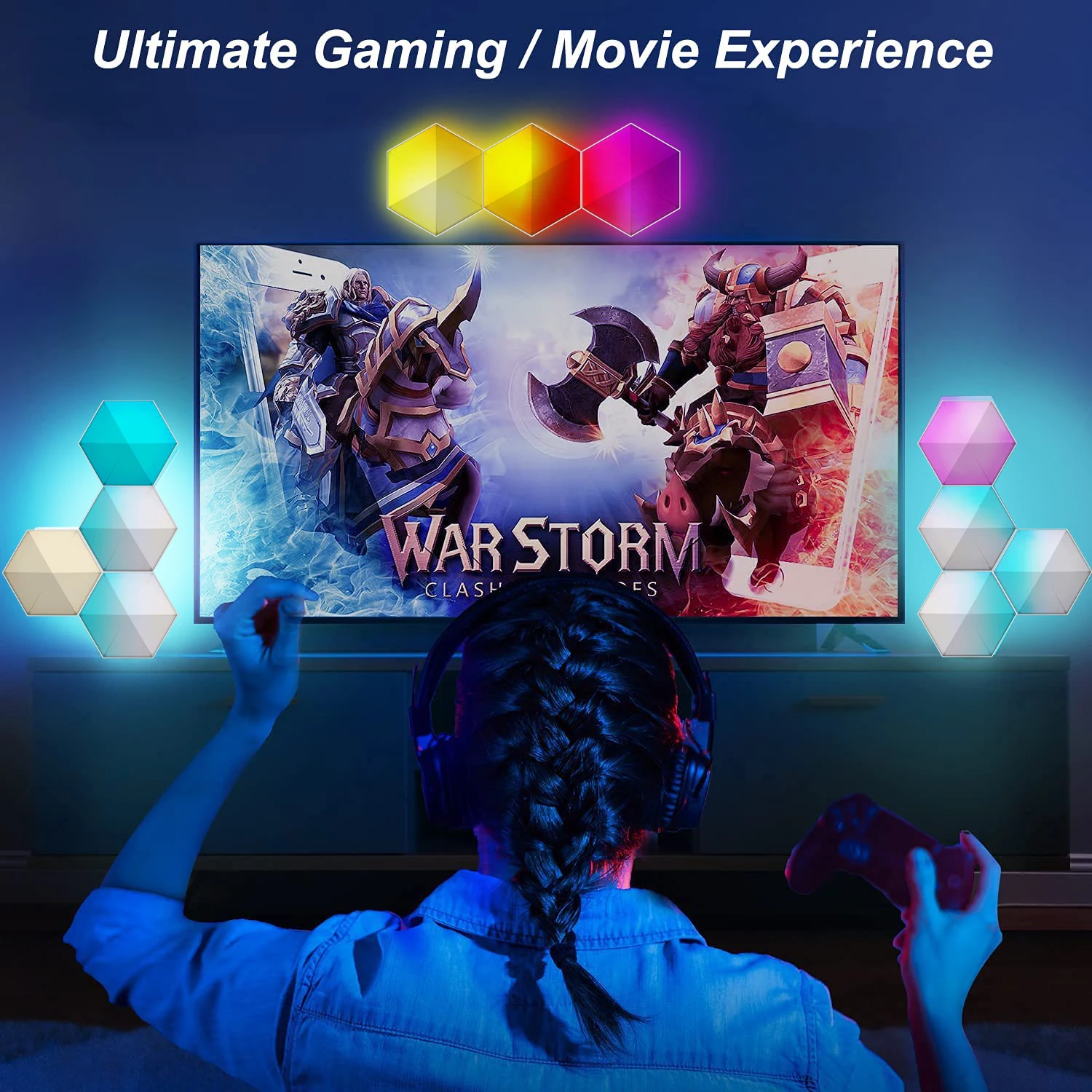 New Rgb Smart Wifi Led Hexagon Wall Lights Game Living Room Bedroom ...