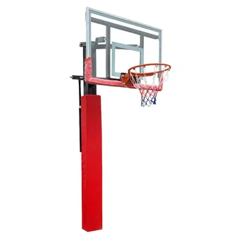 Steel Basketball Pole Height Adjustable Glass Backboard Basketball ...