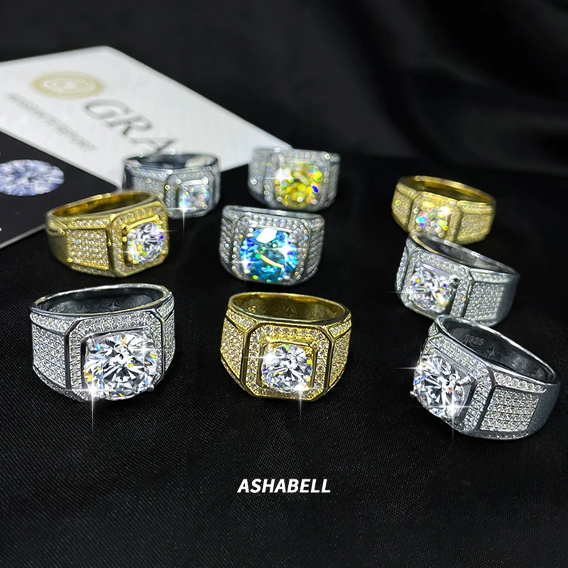 Ashabell 18K Moissanite Ring for Men - 3ct Engagement