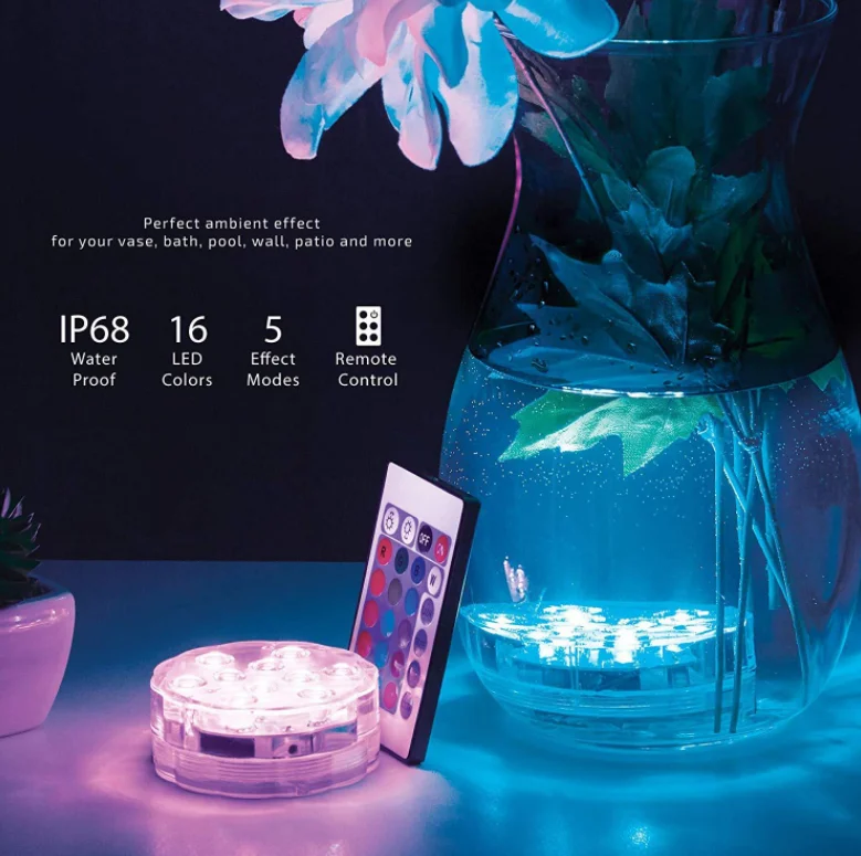Kanlong Ip68 Rgb Remote Control Waterproof Led Submersible Colorful ...