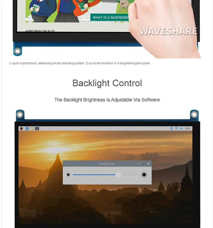 7inch QLED Quantum Dot Display with Touch Support for Raspberry Pi