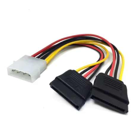 4 Pin IDE Molex to 2 Serial Hard Drive Power Supply Extension Cable ATA ...