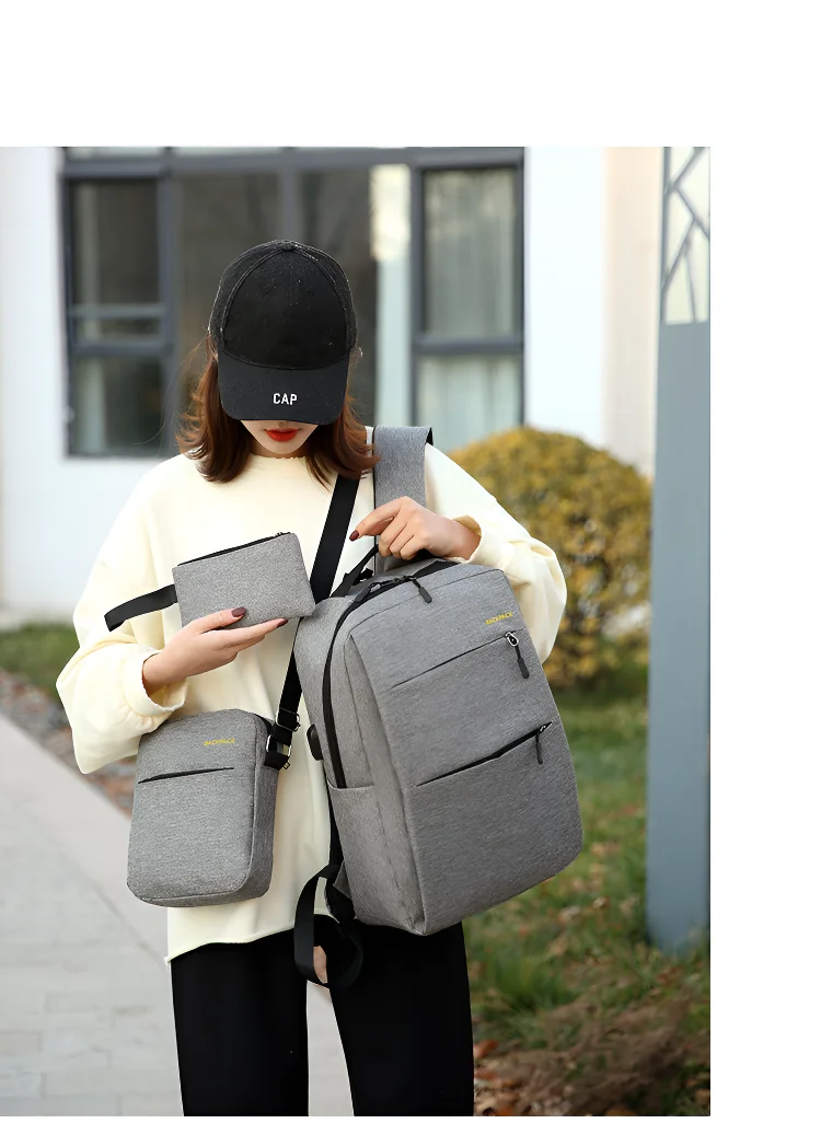 New Fashion 3 Pcs Set Laptop Back Pack Large Capacity Waterproof Laptop ...