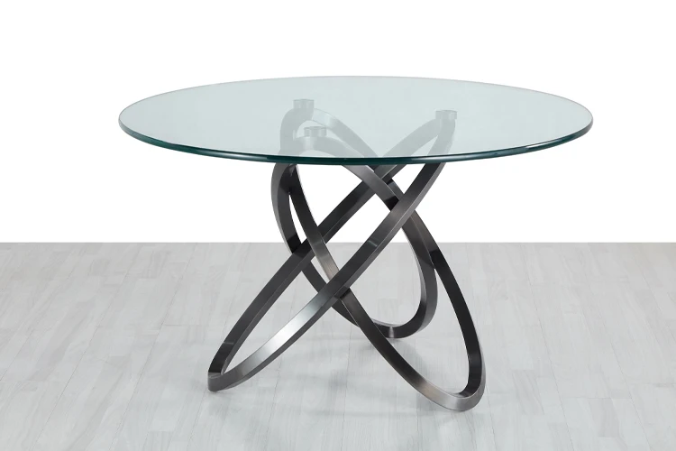 Tempered Glass Top Stainless Steel Frame Dining Tables Restaurant ...