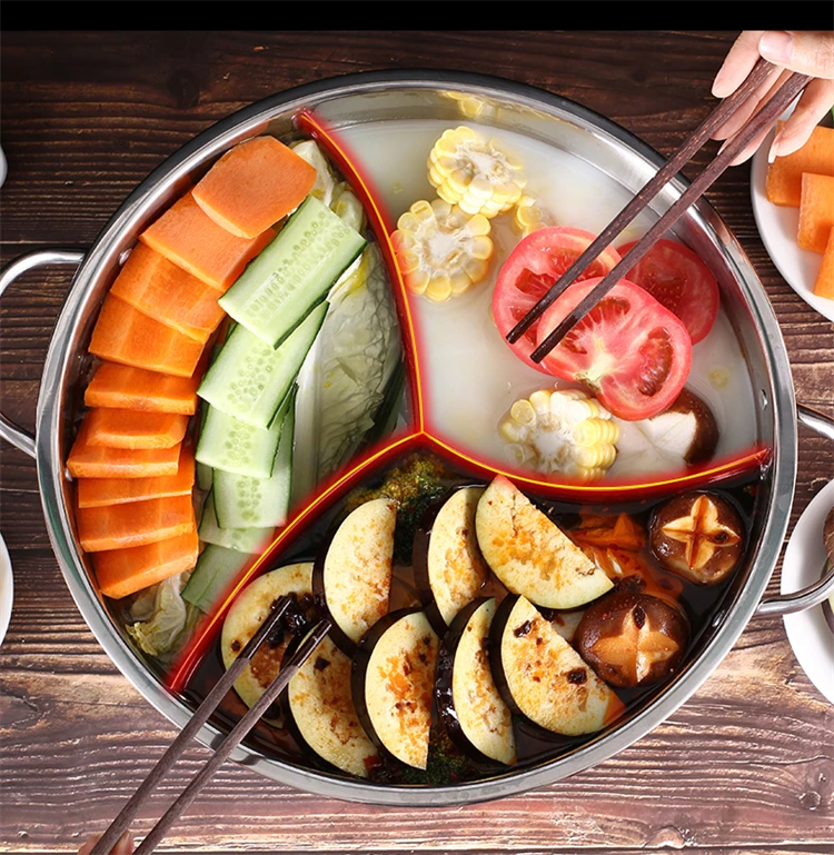 Stainless Steel Cooking Cooker Three Flavors Hotpot, Dinner Individual ...