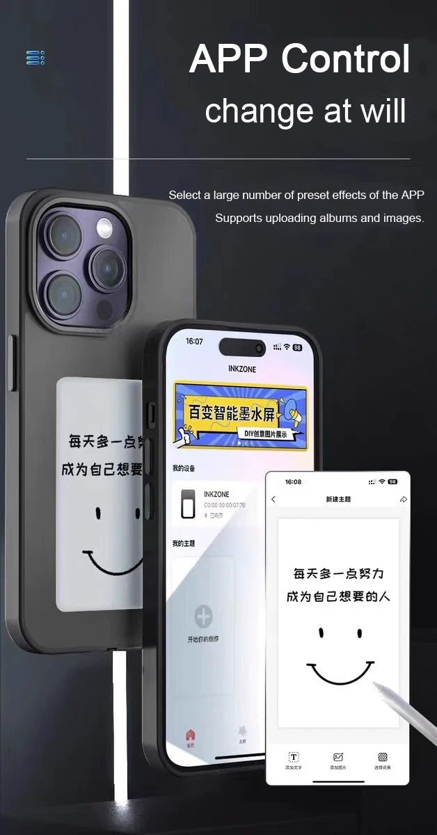 Luxury Design Smart NFC E Ink Screen Phone Case for Iphone
