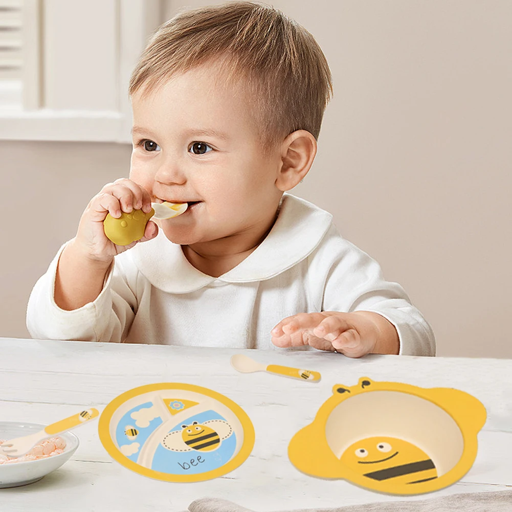 Kids Plates New Design Dinner Set Baby Cartoon Bamboo Fiber Tableware ...