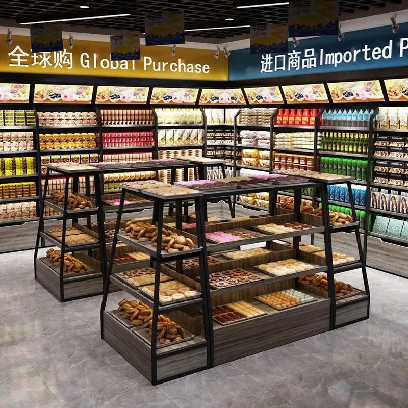 Wooden Metal Bread Display Stand - Ideal for Bakery Retail