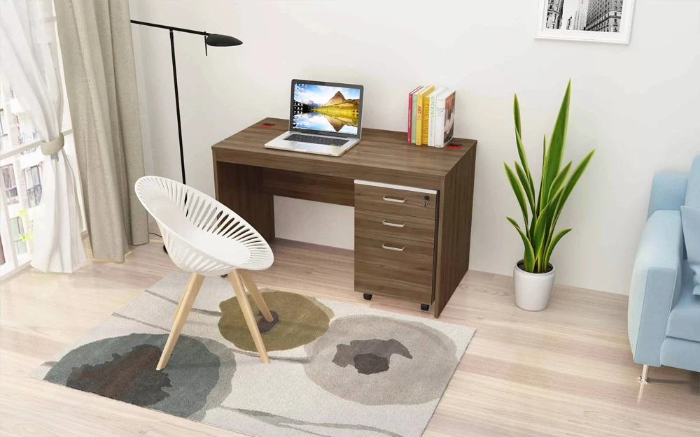 White Study Desk - Modern Computer Table for Home Office