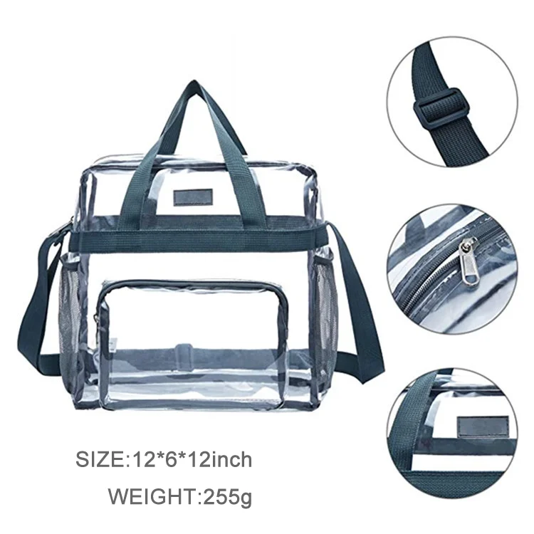 Transparent Stadium Approved Clear Tote Bags Side Pocket,Pvc Zipper ...