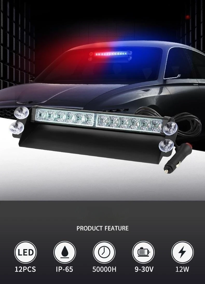 Car Dash Emergency Strobe Light Led Windshield With Suction Cups Car ...
