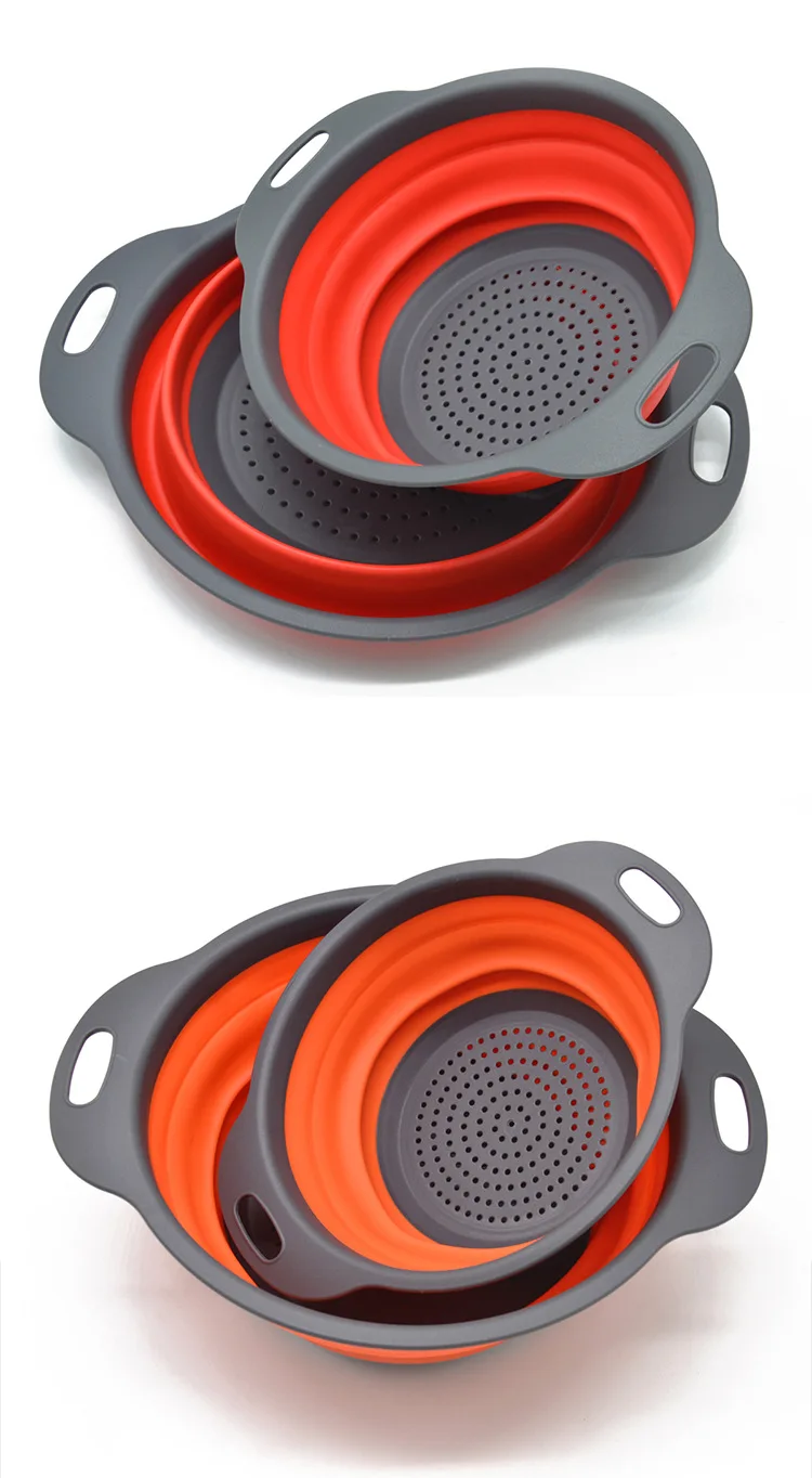 Collapsible Colander Round Silicone Kitchen Strainer For Draining Pasta ...