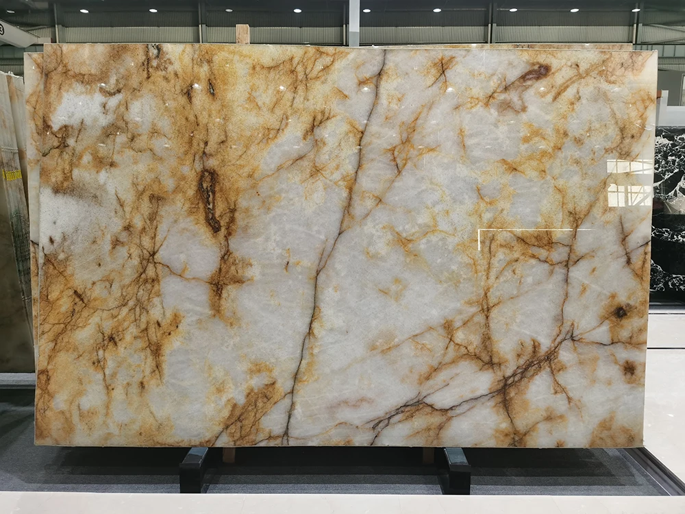 Yellow Quartzite Slabs Natural Translucent Polished Onyx Crystal Gold ...