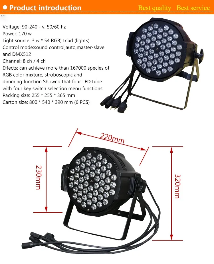 4pcs/pack Rgb Par Light 54x3w Stage Light Par Led Indoor Dmx512 Ip33 ...