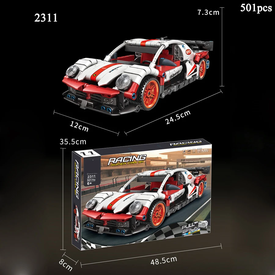 Pull Back Motor Bricks Toy Super Cars Set - Technical Model