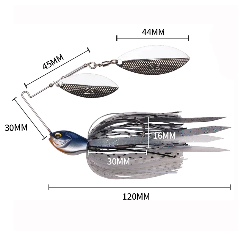 18g Rubber JIG Spinner Bait Blades Saltwater Lead Jig Head Fishing Bass ...