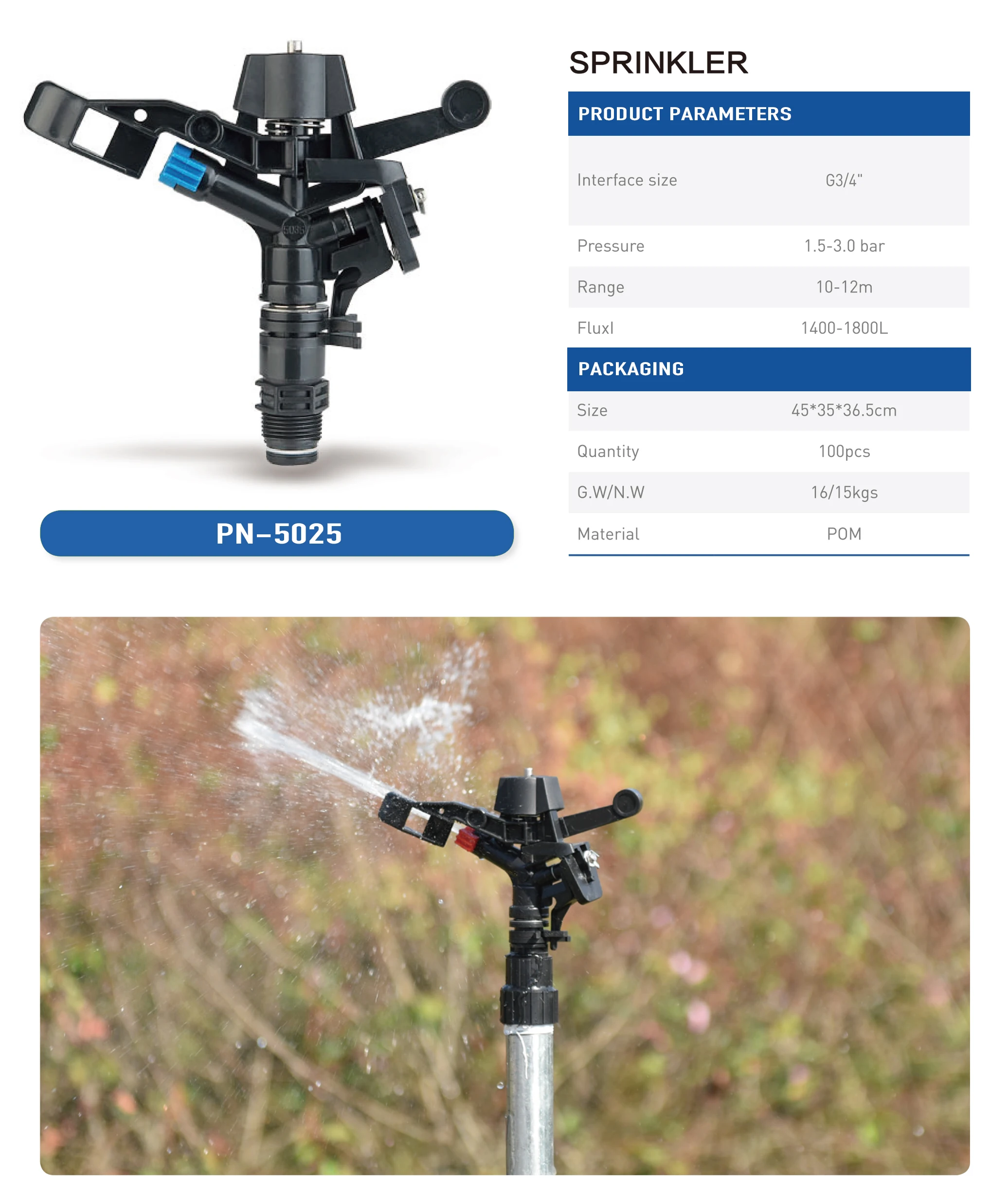 Full Circle Plastic Impact Irrigation Sprinkler 3/4 Inch