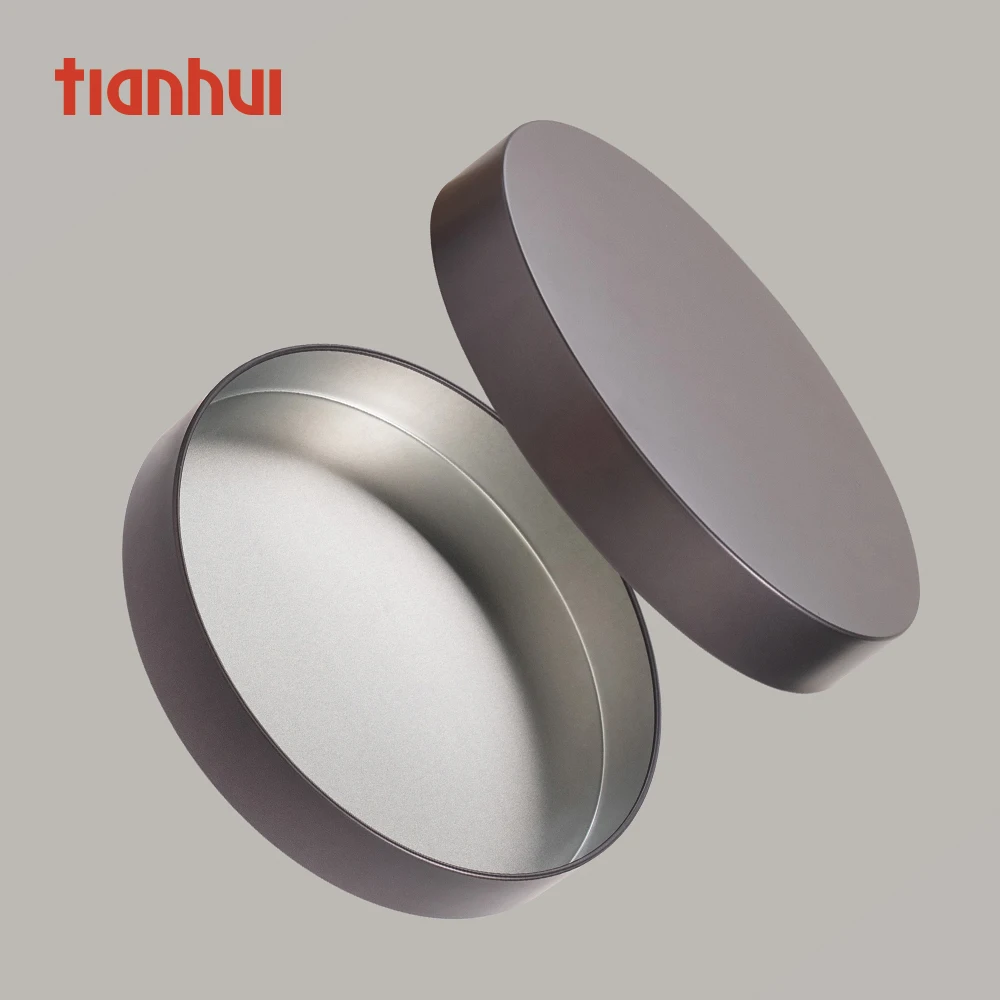 Tianhui Round Box Damped Metal Box Food Grade Flat Tin Box for Cookies ...