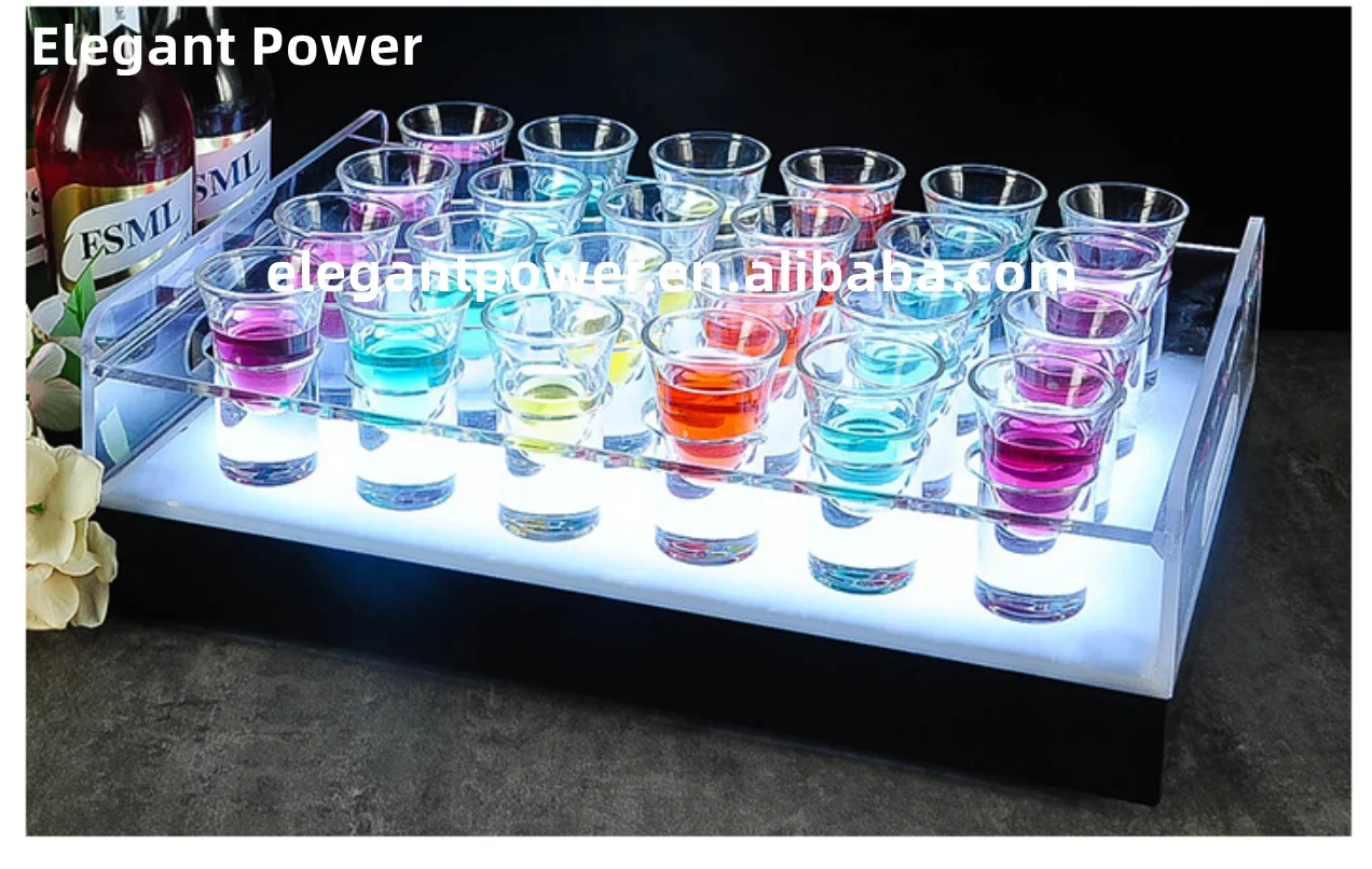 2024 Bar Service Led Shot Glass Tray - Sustainable & Customizable