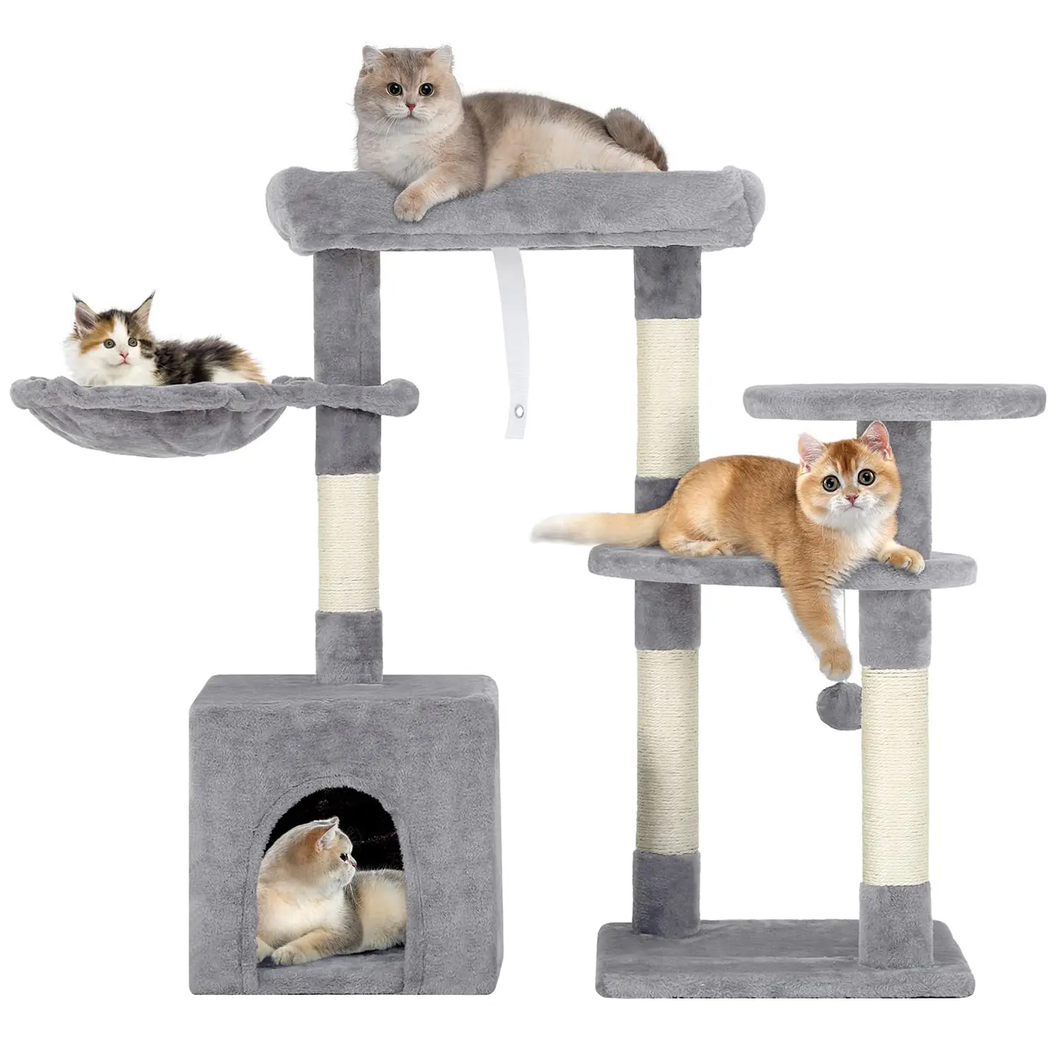 Petdom 33in Multi-Level Cat Tree Tower with Scratching Posts Cats Condo ...