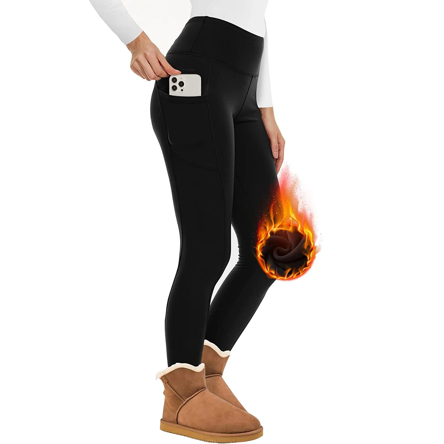 Warm Winter Leggings - High Waist Fleece-Lined Yoga Pants