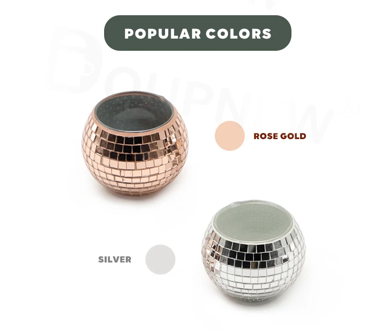 Glass Disco Ball Planter 8cm Disco Mirror Ball Glass Candle Jar Holders ...