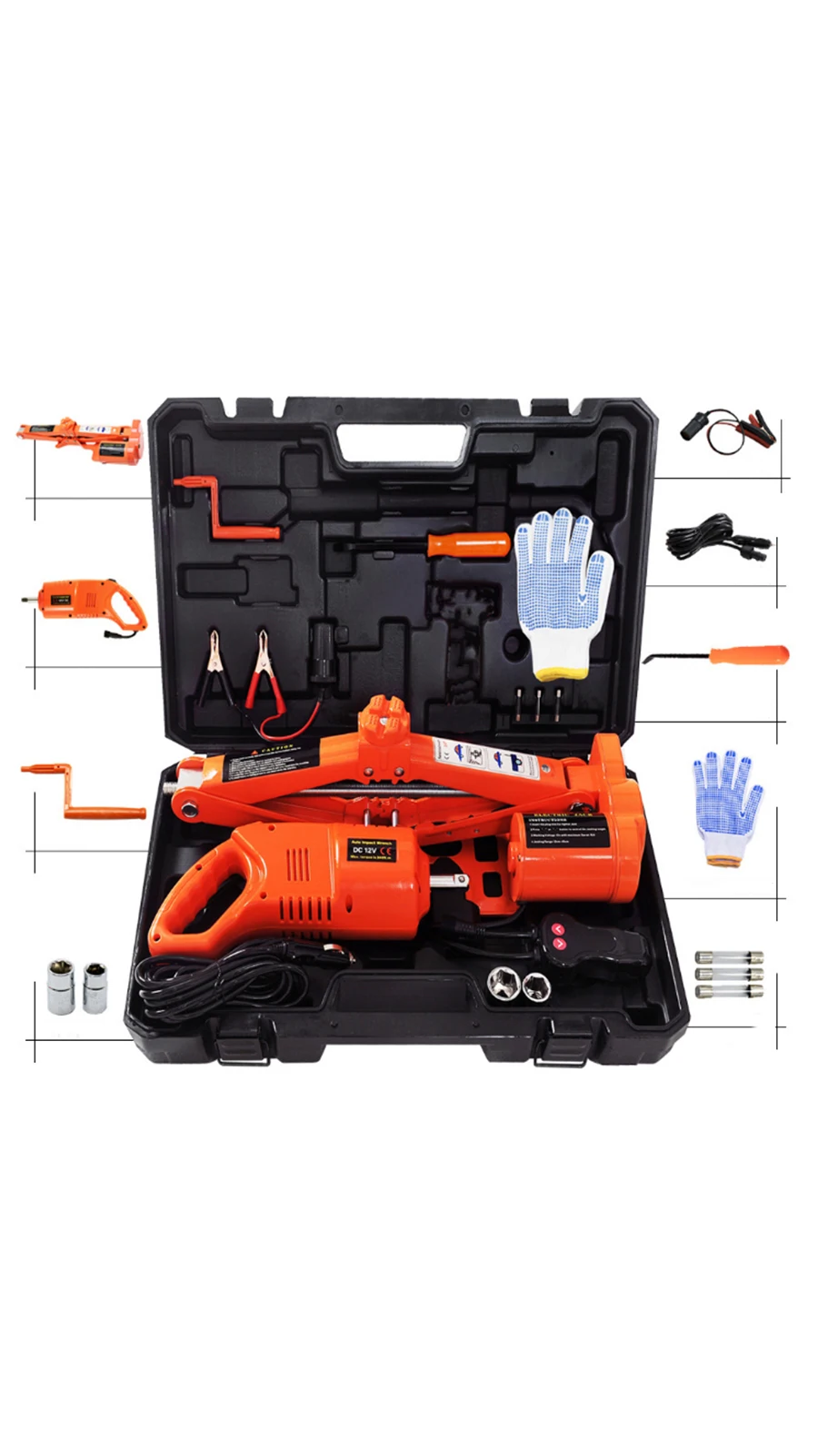 12v 2ton Electric Hydraulic Automatic Jack Set 3 In 1car Repair Jack ...