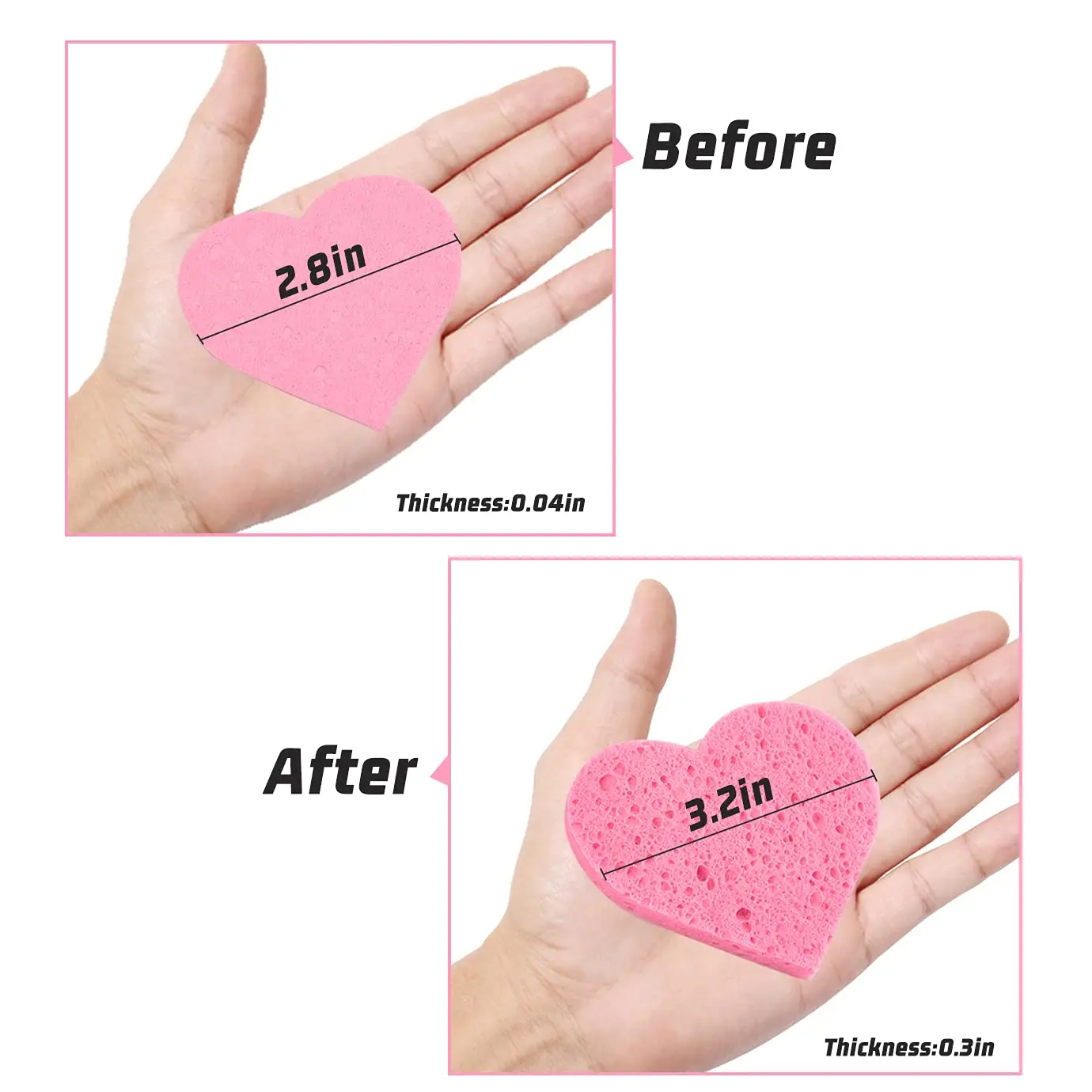 Heart Shape Compressed Facial Sponge Cleaning Expanding Sponge ...