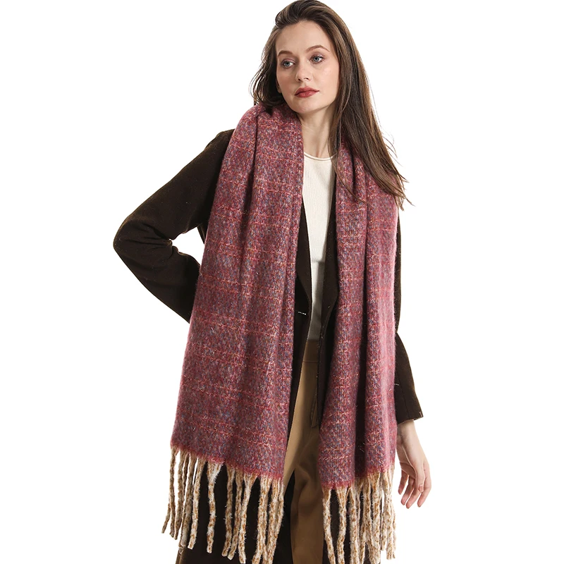 Wholesale Large Extra Long Shawl Soft Plaid Acrylic Knitted Shawl ...