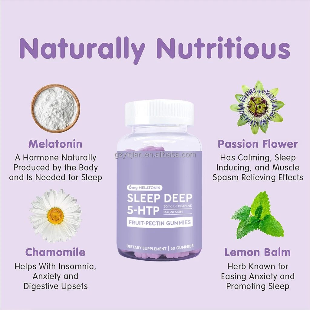 Private Label Natural Sleep Gummy Deep 5-HTP Supplement Melatonin Gummies