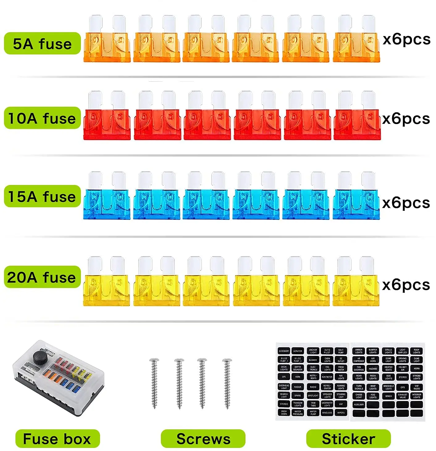 12-way Waterproof Fuse Block with LED Indicator for DC 12/24V