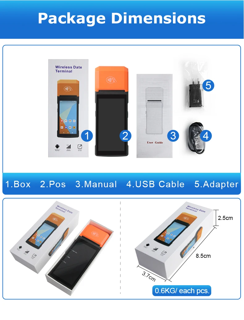 Pos Terminal Android 13 8 Core Handheld Smart Pos Printer Mini Handheld Billing Machine Machine ...