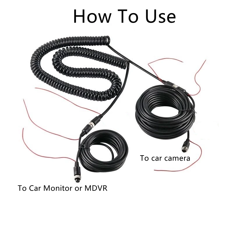 8m With Trigger 4-pin Aviation Connector Spring Car Camera Cable Rear ...