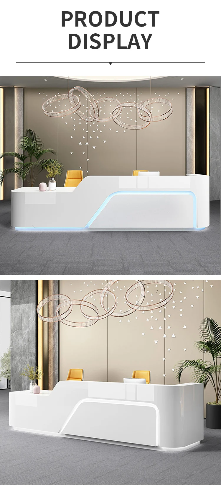 Beauty Front Desk Reception Counter High Gloss Small Modern Wood ...