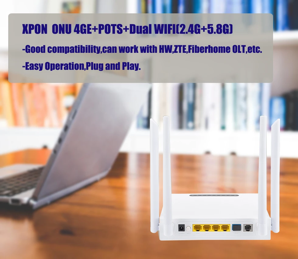 Xpon Gpon Epon Onu Onu调制解调器4ge + Pots + Wifi (2.4g + 5.8g双频) - Buy 4g华为e353 Usb调制解调器,中兴通讯调制解调器 ...