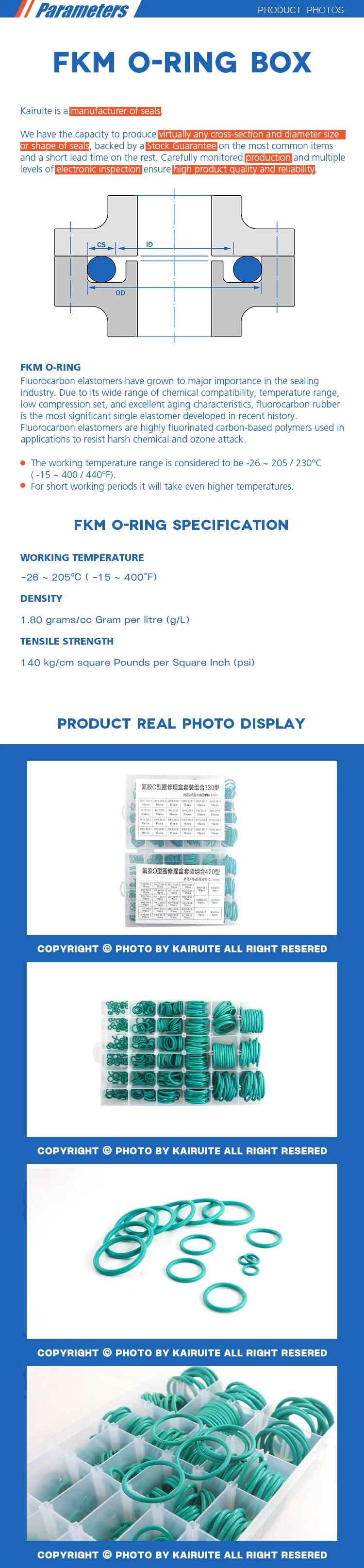 Hercules O-Ring Kit - 75 Durometer, 36 Sizes, Fluorocarbon