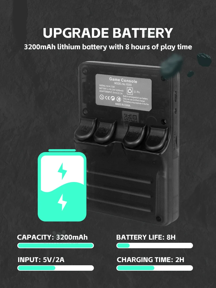 R35s Retro Handheld Video Game Console Linux System 3.5 Inch Ips Screen ...