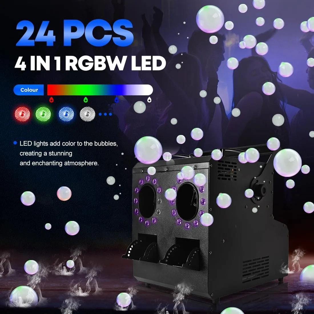 Topflashstar RGB LED Smoke Bubbles Fog Machine for Events