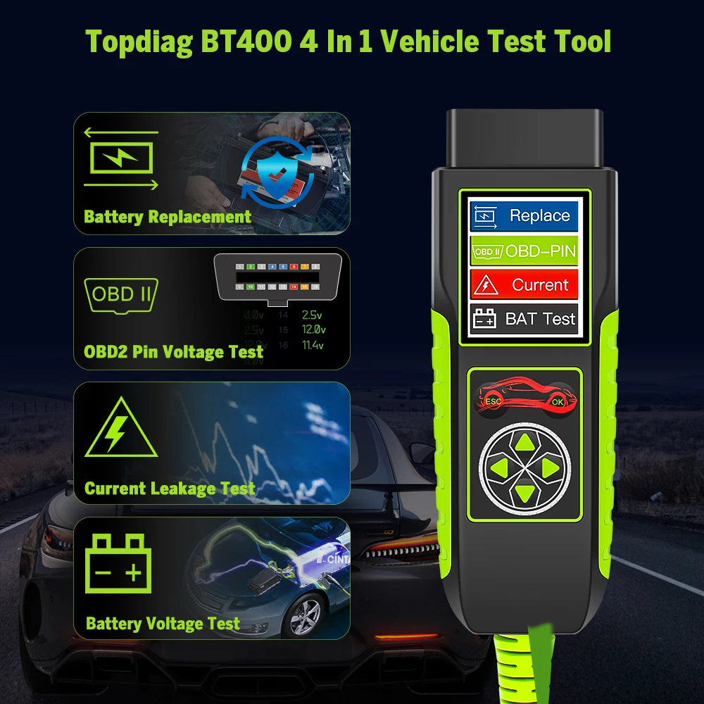 Topdiag BT400 4in1 Car Battery Tester - Reliable & Versatile