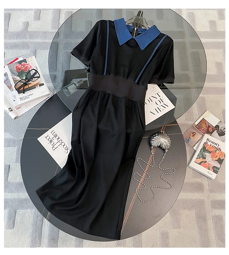French Style Socialite Polo Collar Dress For Women's Summer 2024 New ...