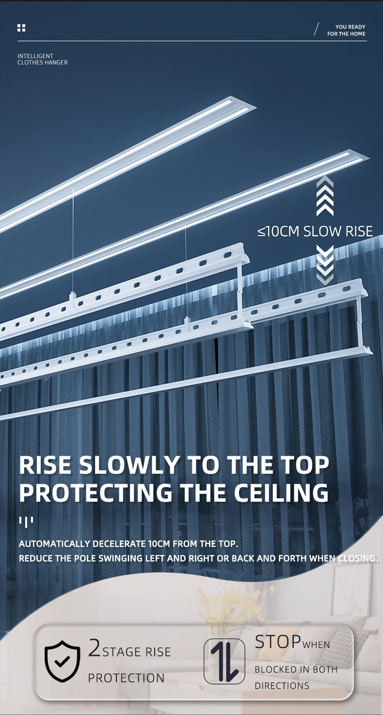 Balcony Ceiling Electric Drying Rack Lighting Smart Automatic Laundry ...