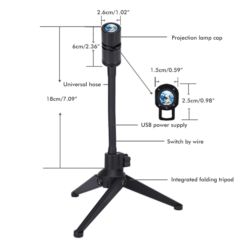 360 Rotatable Usb Night Light Wall Decoration Moon Lamp Earth Planet ...