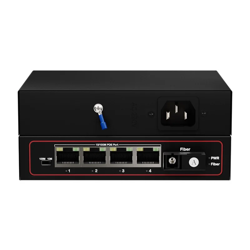 10/100Mbps 4 Ports PoE Fiber Optic Media Converter 48V Power Over ...