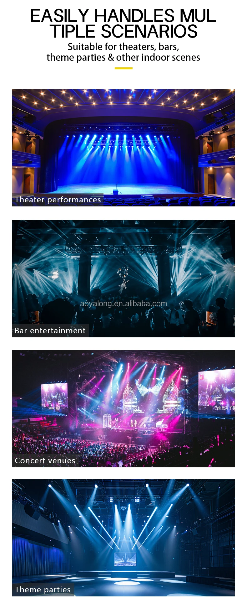 WRJ04 4x100W RGBW Professional Dual Head Golden Hoop Moving Head DMX512 ...