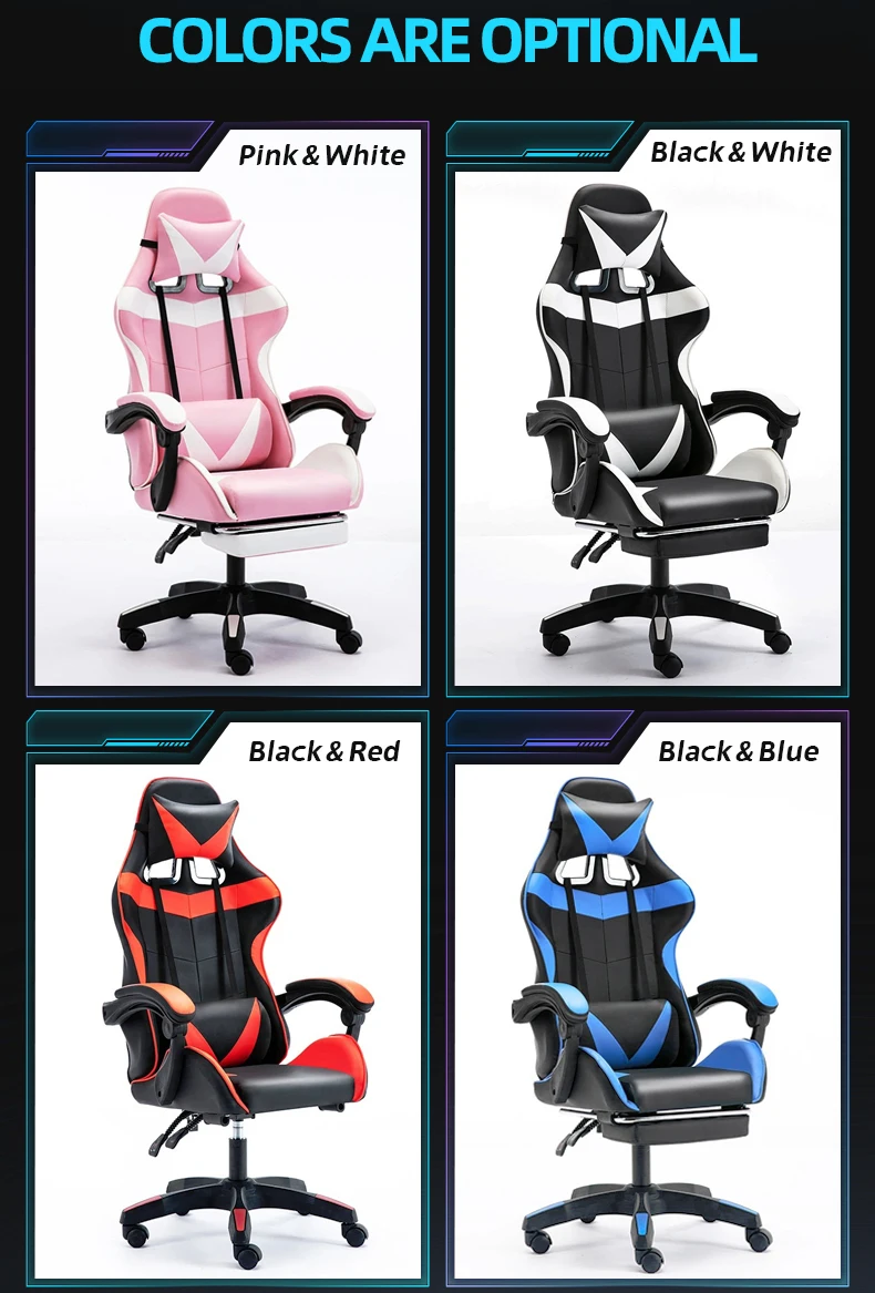 Leather Swivel Recliner Racer Gaming Chair - Massage & Comfort